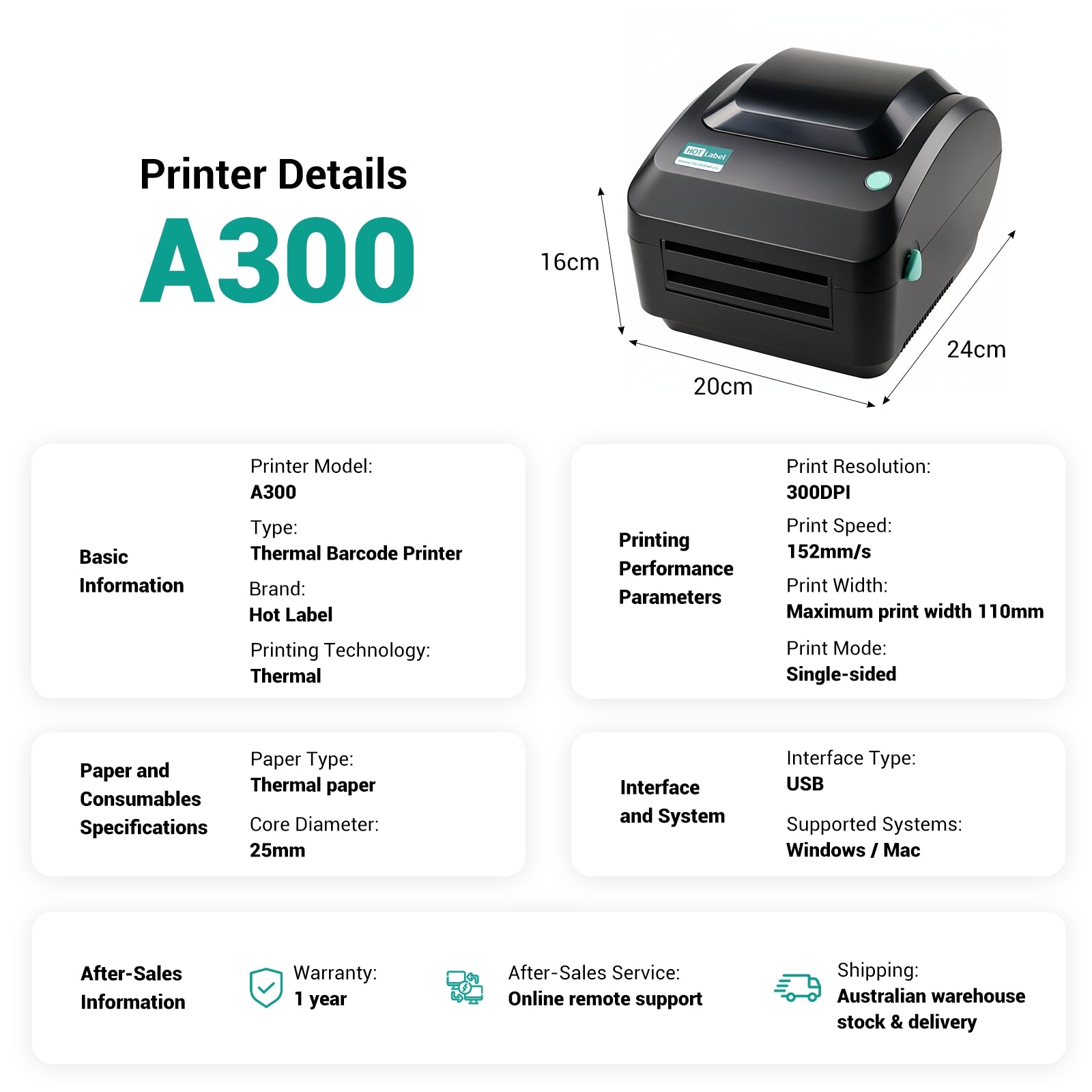 A300 Thermal Label Printer| Hotlable Australia| Direct Print – HotLabel